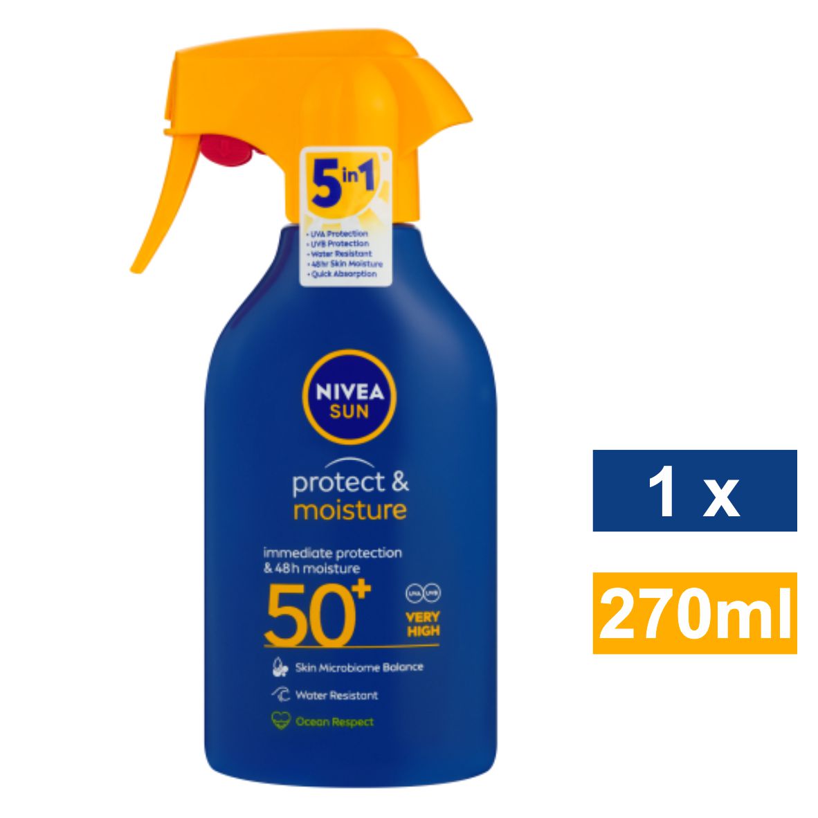 Zim-Zone. NIVEA SUN SUNSCREEN PROTECT & MOISTURE TRIGGER SPRAY SPF50+ 270ml