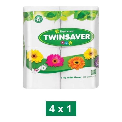 Zim-Zone. TWINSAVER LUX 1 PLY WHITE TOILET PAPER 350 Sheet 1x4 Roll